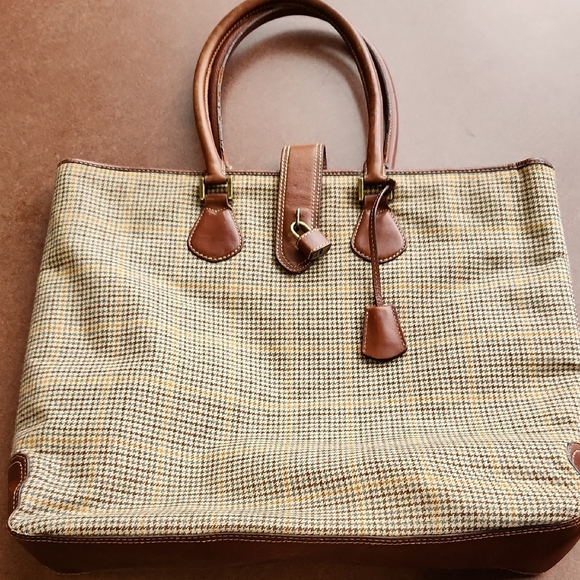 J. Crew | Bags | J Crew Brown And Tan Leather Trim Tote Bag | Poshmark